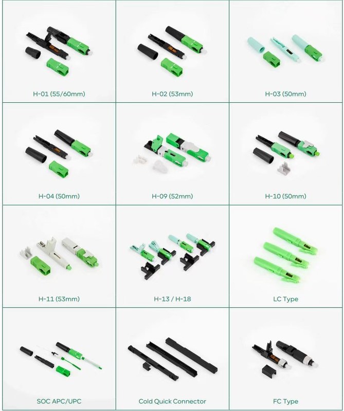 SC APC Quick Assembly Fiber Optic Cable Connector Types For Ftth